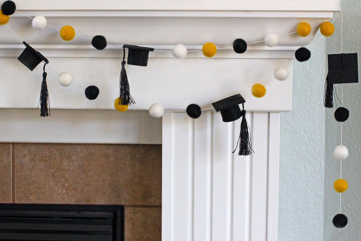 Graduation Garland- Felt Pom Poms & Caps | Matthew + Mae- Handmade